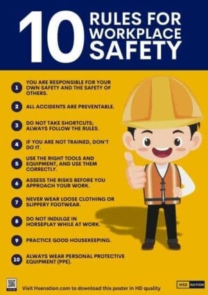 10 Rules For Workplace Safety - Premium Safety Poster | HSENation