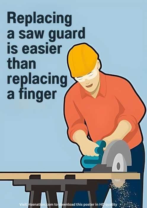 Replacing A Saw Guard Is Easier Than Replacing A Finger - Safety Poster ...