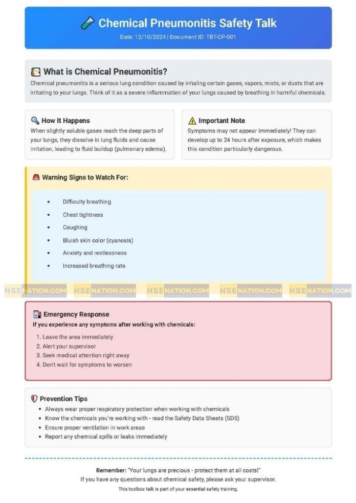 Chemical Pneumonitis Safety Toolbox Talk - Download | HSENation