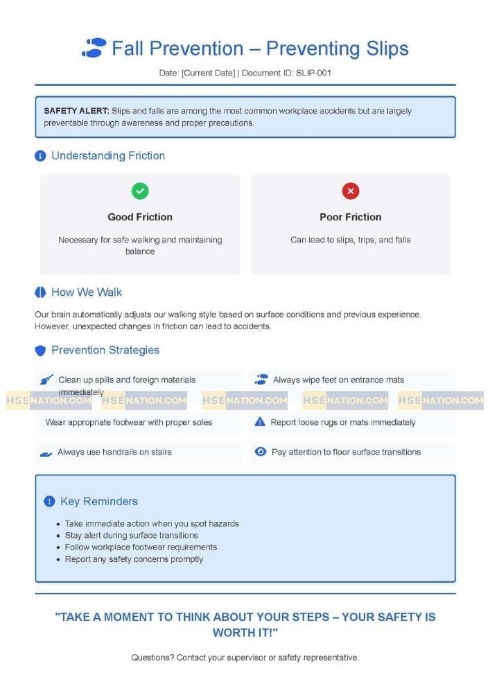 Fall Prevention – Preventing Slips in the Workplace - Safety Toolbox ...