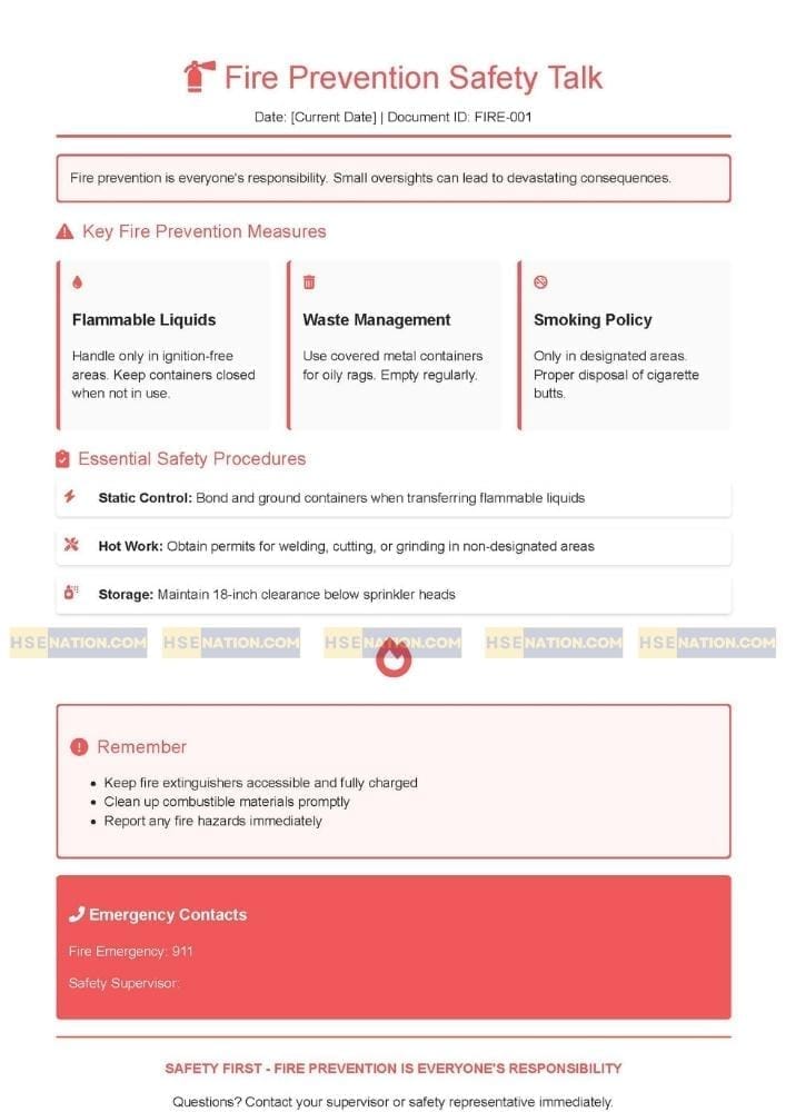 Fire Prevention – Tips for Preventing Accidental Fires - Safety Toolbox ...